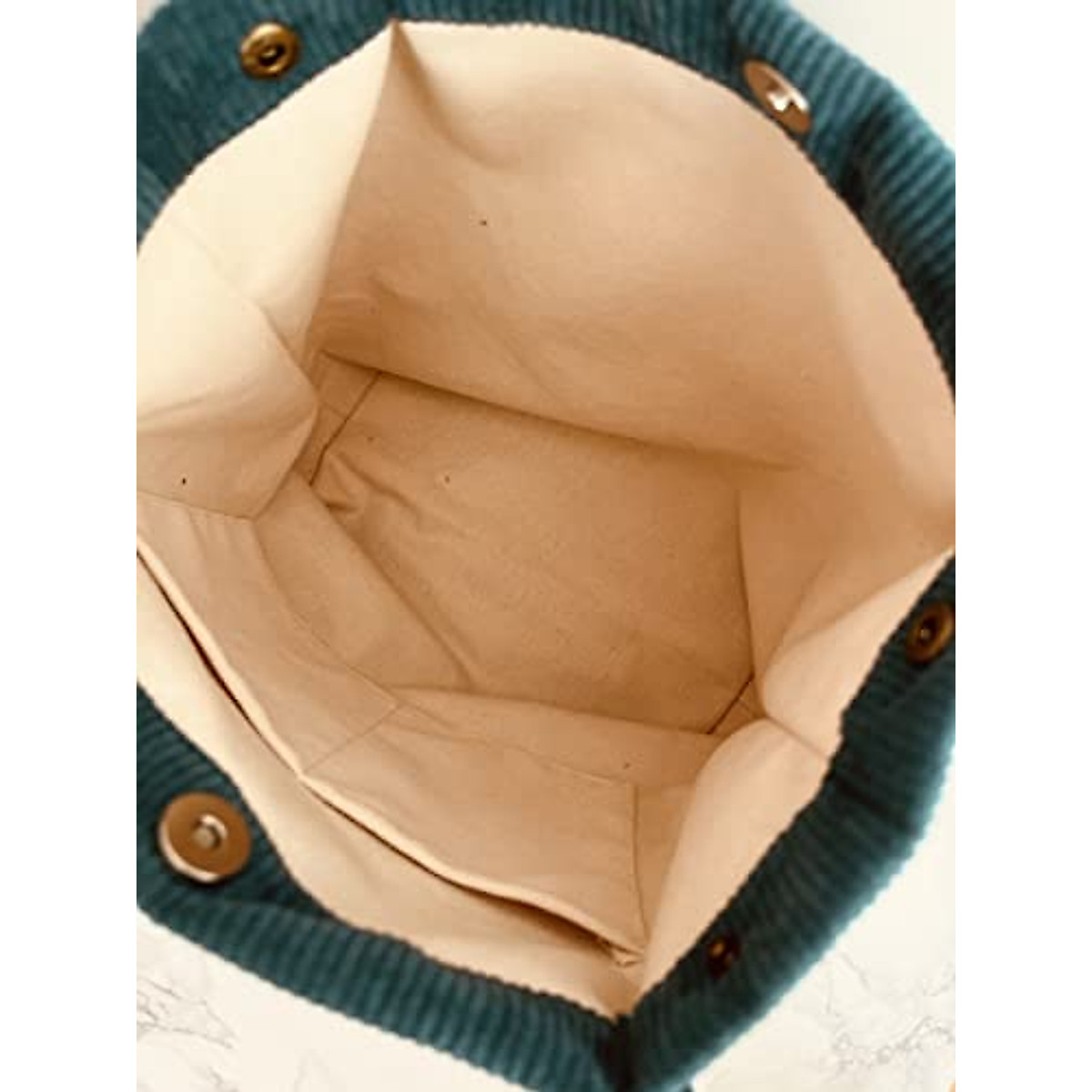 YiKitHom Corduroy Tote Bag Canvas Lining