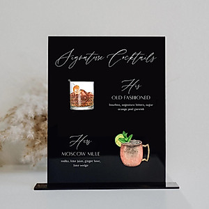 JINMURY 8x10 Inch Black Acrylic Sign with Stand | 5 Pack Blank Acrylic Table Signs and Base for DIY Wedding Table Numbers, Wedding Signage, Events& Parties (Black, 8x10 Inch)