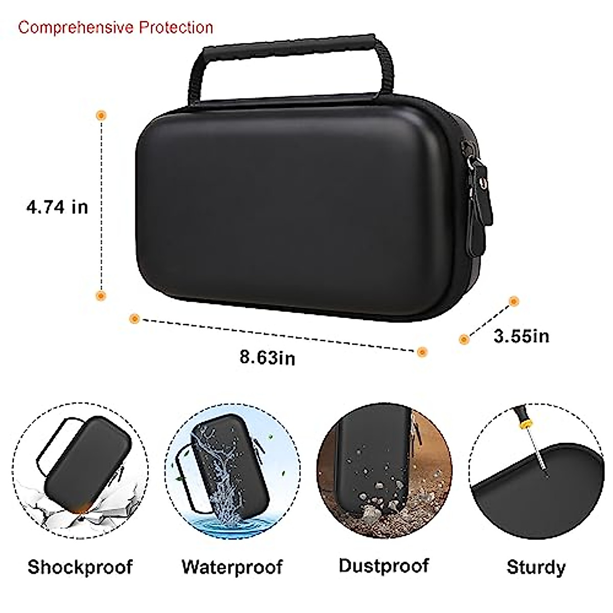 Elonbo Carrying Case Compatible with NIIMBOT B1 Label Maker Machine, Portable Mini Wireless Bluetooth Label Printer Travel Bag, Small Handheld Labeler Storage Holder, Mesh Pocket Fits Label Paper