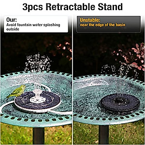 AISITIN 3.5W LED Solar Fountain for Birdbath, Solar Water Fountains with Battery 6 Nozzles, Solar Powered Fountain Pump Solar Fountain for Garden Birdbath Pond Pool Fish Tank Outdoor