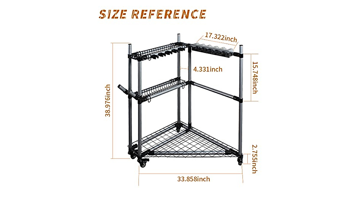 QTJH Garden Tool Organizer with Wheels Rolling Corner Tool Storage Rack ...