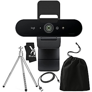 Logitech Brio 4K HD Webcam [Latest Version] with Microphone for Desktop with Tripod & Universal Mount -Logitech Webcam USB Computer Camera -Ultra Pro Wide Angle Webcam Streaming Equipment for Meetings