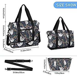 Sloths Duffel Gym Bag for Women Sports Travel Duffel Bag Sports Gym Bag with Shoes Compartment Mom Hospital Bag for Gym Yoga