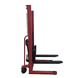 TECHTONGDA Manual Hydraulic Hand Pump Stacker Pallet Stacker Lift Truck Hydraulic Lift Handling Tools with 2200lbs Capacity 63" Lift Height for Single Sided Pallet