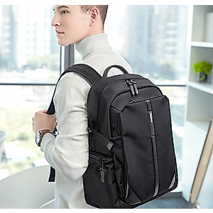 SINPAID BULL Laptop Backpack for Travel, Airplane Travel Essentials,Compact Business Bag,Computer Bag for Men Women fit 15.6 Inch Notebook,Black