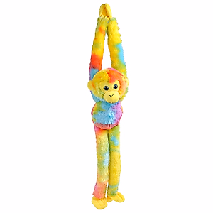 Wild Republic Hanging Monkey, Vibes Bright, Rainbow, Light and Sound, 22 inches, Gift for Kids, Plush Toy, Fill is Spun Recycled Water Bottles