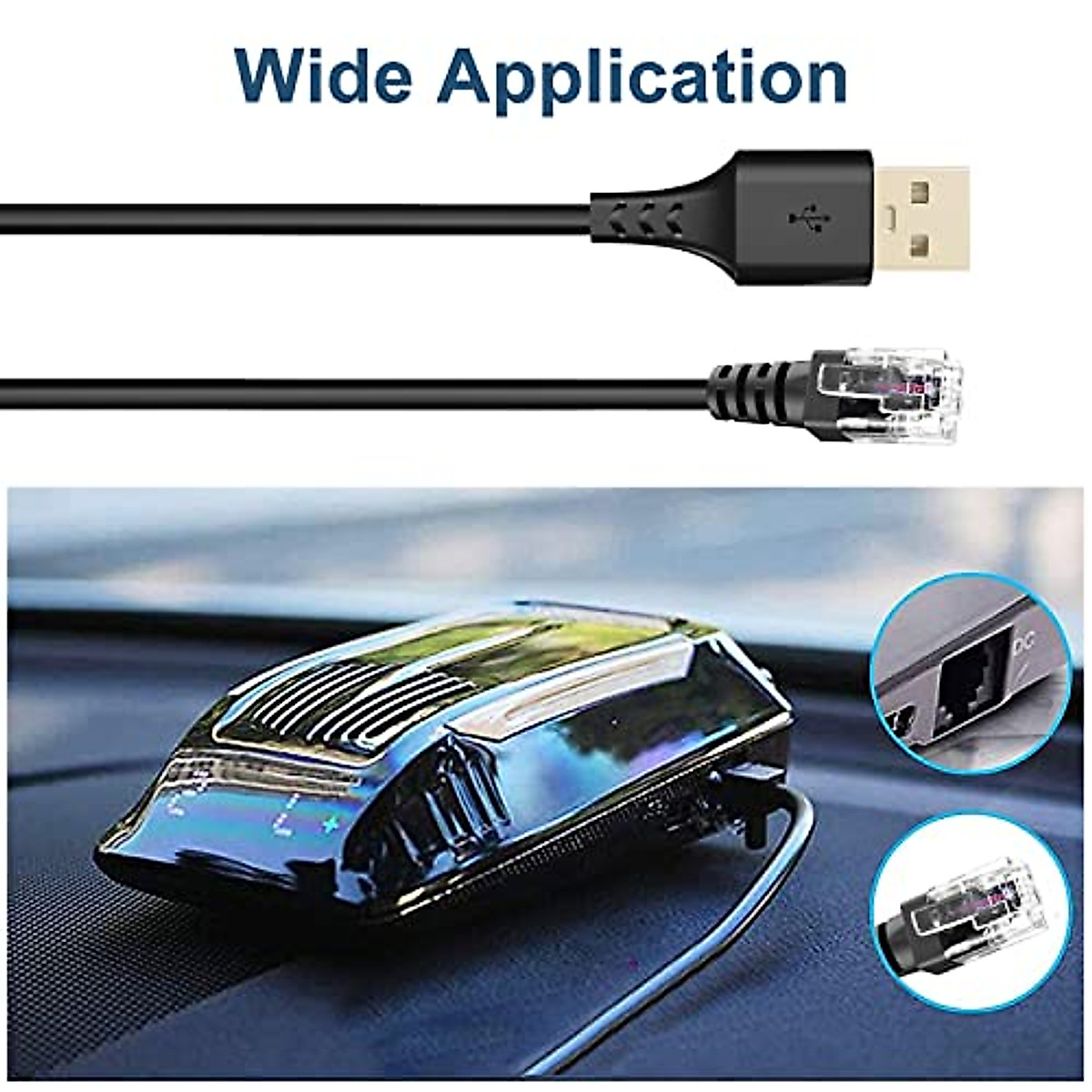 Radar Detector Cable, with USB to RJ11 Plug,for Escort Valentine One Uniden Beltronics Cobra Radar Detector,Replacement Power Cable for Radar Detectors(RJ11-3.3ft)