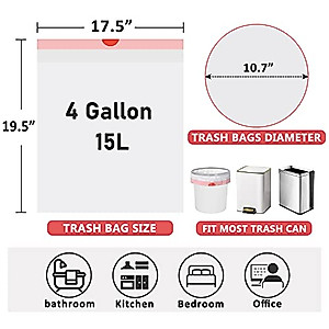Small Trash Bags Drawstring 3-5 Gal, JUKFITA 120 Count Small Garbage Bags, Strong Unscented 4 Gallon Trash Bags Drawstring, Individual White Trash Can Liners for Bathroom Kitchen Office Bedroom