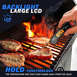 NIUTA Intelligent Fast Instant Read Meat Thermometer Best Waterproof Ultra Fast Thermometer with Backlight & Calibration. Digital Food Probe Kitchen, for Grill and Cooking.Outdoor Grilling BBQ!-Red