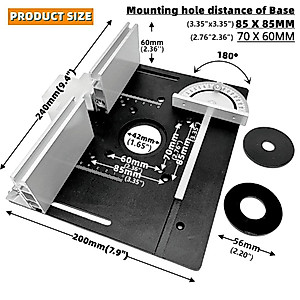 Aluminium Router Table Insert Plate - Woodworking Bench Bakelite Milled Table Top with Sliding Track Fence and Miter Gauge (Aluminum Fence Silvery Gauge)