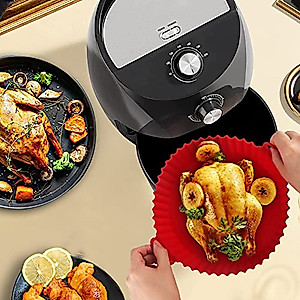 2-Pack Air Fryer Silicone Liners Pot for 3 to 5 QT, Silicone Air Fryer Liners Basket, Food Safe Air Fryer Oven Accessories, Reusable Air Fryer Silicone Liners Inserts (Top 8in,Bottom 6.8in)