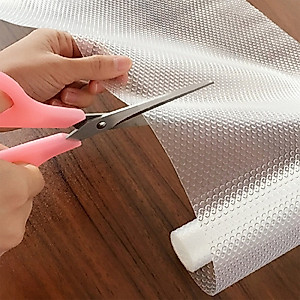HityTech Shelf Liner, EVA Shelf Liners Can Be Cut Refrigerator Mats Fridge Cushion Liner Non-Adhesive Cupboard Liners Non-Slip Cabinet Drawer Table Liners - 59 x 17 3/4 in - Transparent