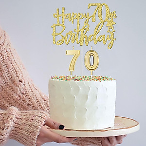 70th Birthday Decorations for Women Gold, Including 70th Birthday Sash and Tiara, 70th Birthday Cake Topper and Birthday 70 Candles, 70th Birthday Gifts for Women (Gold)