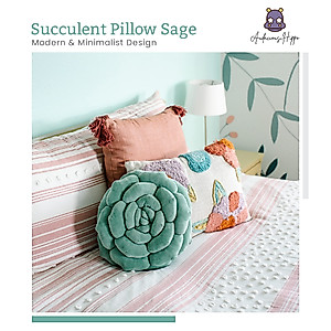 Audacious Hippo Succulent Pillow | Plant Room Decor | Double Stuffed Leaf Pillow for Couch Sofa Plush Outside Cotton Filling | Hand Stitched Flower Decorative Throw Pillows