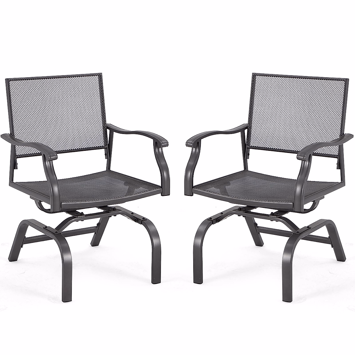 Danrelax 35" Outdoor Patio Dining Chairs Set of 2, Metal Sling Chairs with Spring Motion, for Patio, Porch, Deck, Backyard - Grey
