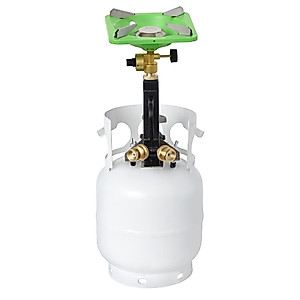 Flame King FK-DTMINI Mini 3-Port Distribution Tree for Camping, Connects 1-lb Appliances to a Standard Propane Tank, Perfect for Lanterns, Stoves, Heaters, and Grills, Black & Gold