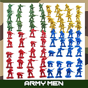 JaxoJoy 200-Piece Army Toys Set - Includes Army Men Action Figures, Military Vehicles, Helicopters, Tanks, Boats, Forts, Tents, and More - Durable Plastic Toy Soldiers for Boys, Army Playset for Kids
