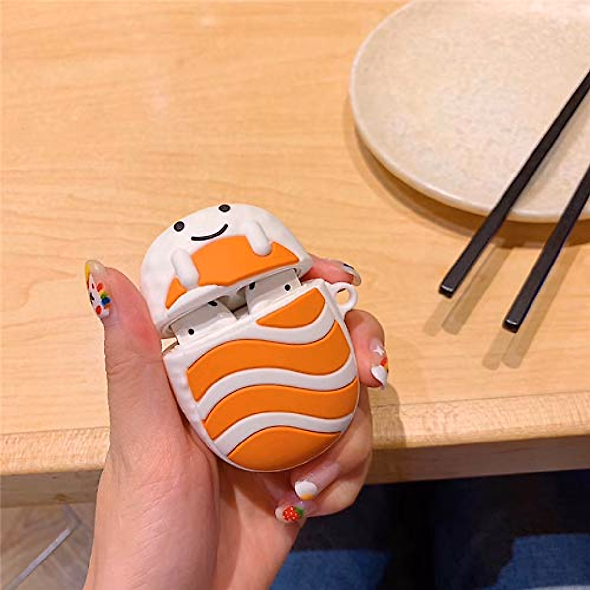 SGVAHY Case for Apple Airpods 1&2 Case Cover Cute Airpod Case Kawaii Cartoon Soft Silicone Creative Salmon Shape Airpods 2nd 1st Generation Wireless Charging Case Shockproof Protective Case (Salmon)