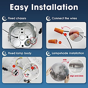 13.8IN Moon-style Dimmable Flush Mount Ceiling Light Fixture, 3000K/4000K/6500K Changeable Color by Wall Switch, LED Modern Ceiling Lamp for Bedroom, Kitchen, Hallway, Kids room(No Remote Control)