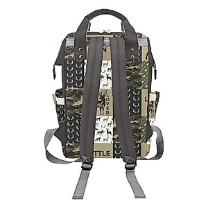 XOZOTY Antler Man Woodland Camo Diaper Bags with Name Waterproof Mummy Backpack Nappy Nursing Baby Bags Gifts Tote Bag for Women