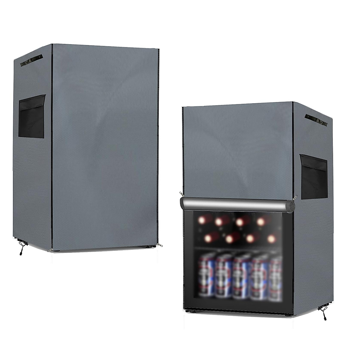 XCZ Beverage Refrigerator Cover, Wine Mini Refrigerator Cover, Waterproof, Sunproof, Dustproof, Fits Most Small Refrigerators and Beer Refrigerators.20 L x 20 "W x 33 "H, Gray (Cover Only)