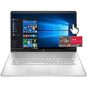 HP Laptop 17 17.3” Touch Screen Laptop, AMD Ryzen 5 5500U, 12GB RAM 1TB HDD, USB-C, HDMI, HD Webcam, Wi-Fi, AMD Radeon Graphics, Windows 10 Home, w/Accessories (17.3” Touch| 12GB RAM| 1TB HDD)