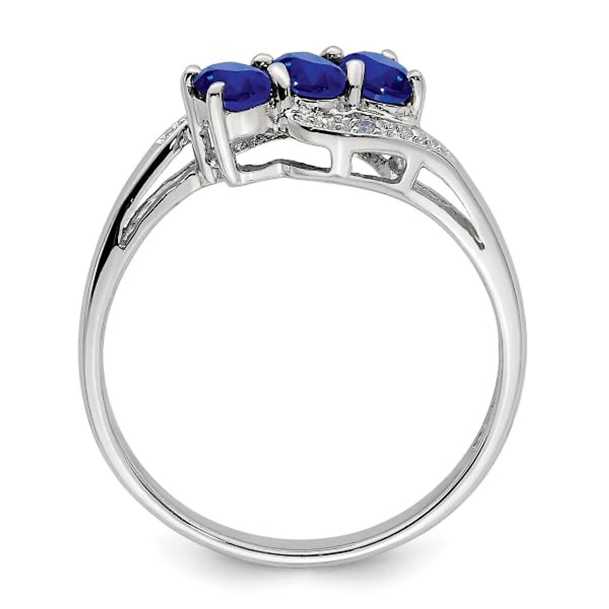 IceCarats 925 Sterling Silver Blue Sapphire Diamond Ring Gemstone Band Size 8.00