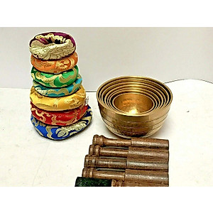 Chakra Healing Tibetan Bronze Singing Bowl 7 Sets of Meditation Bowls From Nepal