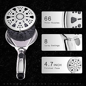 High Pressure Shower Head with Handheld,Anti-Clogging,VIKOBIN Handheld Showerheads Set 9 Modes Spray with 59inch Shower Hose and Teflon Tape, Built-in Power Spray for RV Shower Head,Chrome