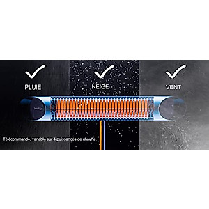 Outdoor Infrared Heater – Electric Deck Heater for Patio – 2500W Veito Ceiling Heater (Silver)