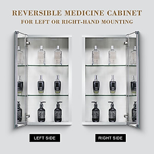 15x26 Inch Medicine Cabinet with Mirror Bathroom Adjustable Shelf Wall Mounted Or Successed White Modern Contemporary Metal Finish Includes Hardware Included