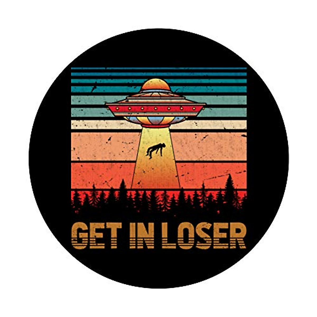Get In Loser Funny Unidentified Flying Object Retro Alien PopSockets PopGrip: Swappable Grip for Phones & Tablets