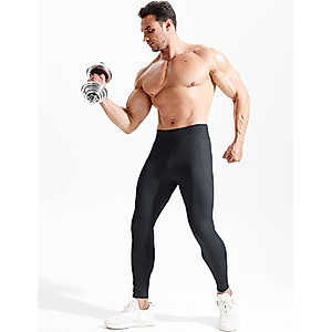 NELEUS Men's Dry Fit Compression Pants 2 Pack Running Tights with Pocket,6108 Black/Black,L