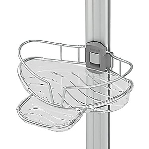 ARTIKA Allegro Extendable Shower Caddy with 1 Mirror and Adjustable Racks and Shelves, Stainless Steel