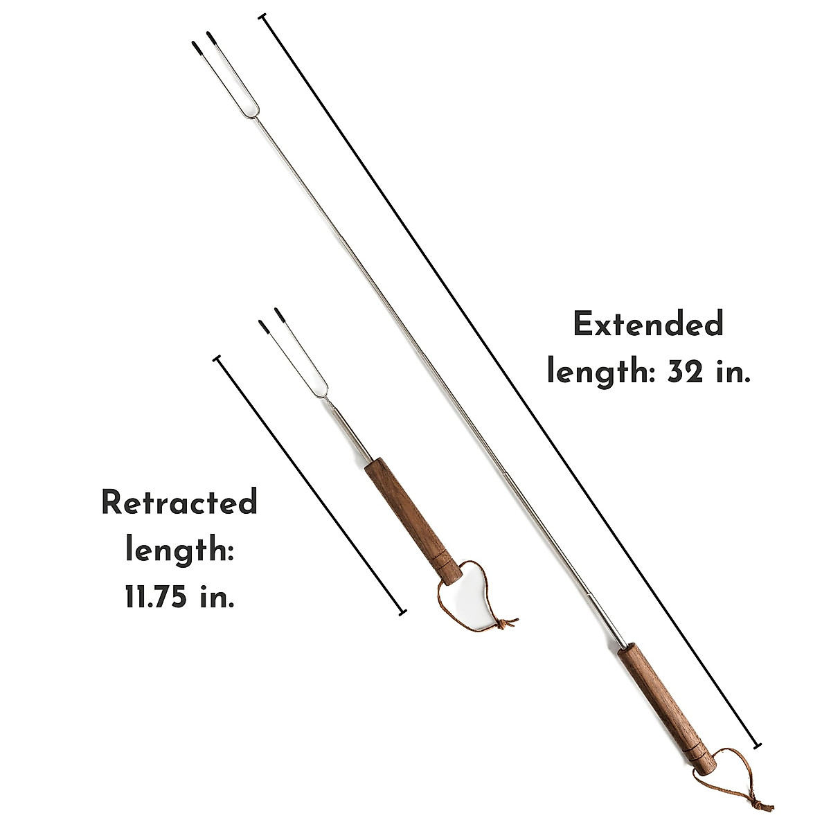 Blue River Goods Smores Sticks | Set of 6 Marshmallow Roasting Sticks | Telescoping Stainless Steel w/Walnut Handles | Smore Sticks for Marshmallow Sticks for Fire Pit | Smore Sticks for Fire Pit