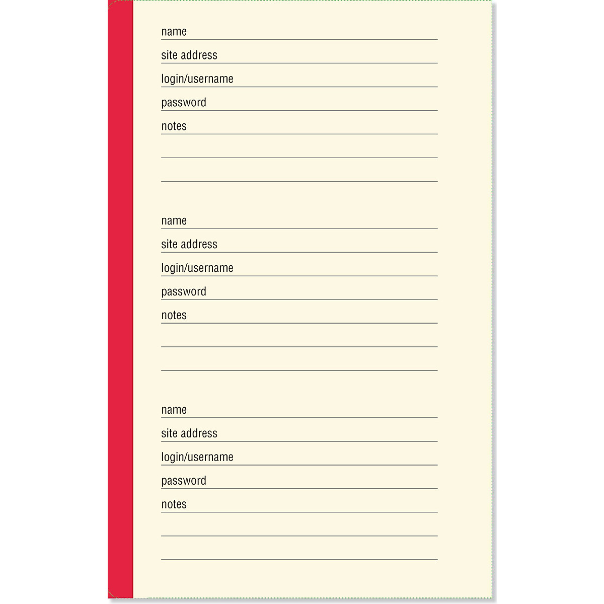 The Personal Internet Address & Password Logbook (removable cover band for security)