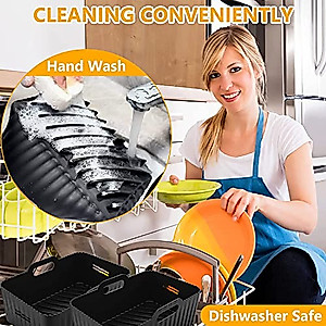 Air Fryer Silicone Pot, Moleath 2Pcs Rectangular Air Fryer Liners Reusable Silicone Air Fryer Basket Insert for Ninja Foodi Dual DZ201 DZ401 DZ090 DZ550 6-10QT and Instant Pot 8QT Dual Air Fryers