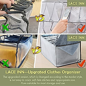 1 Pcs Wardrobe Clothes Organizer LACE INN Upgraded Drawer Wardrobe Closet Dresser Organizers for Clothing, Drawer Storage Organizer for Folding Jeans Bra Socks Underwear