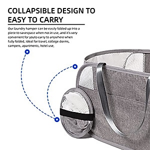 Tengou 62L Collapsible Laundry Basket, Reinforced Handles & One Shoulder Crossbody, Easy to Go Up and Down Stairs breathable mesh Large Laundry Hamper for Clothes