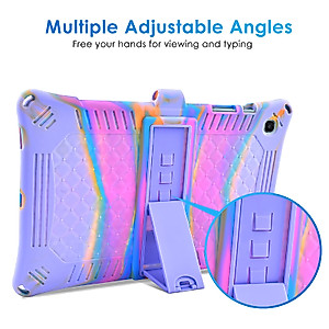 DETUOSI Case for Samsung Galaxy Tab S6 Lite 10.4" 2024/2022/2020 with Shoulder Strap, Stylus Pen, Multi-Angle Soft Silicone Case for Galaxy S6 Lite Tablet, Model(SM-P610/P613), Rose Red & Purple