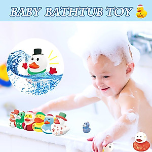 24Pcs Christmas Rubber Ducks,Mini Christmas Ducks Bath Toys Assorted Duckies (2") for Kids,Christmas Party Favors,Christmas Stocking Stuffers,Xmas Gifts