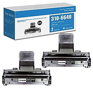 NICKTONER Compatible 310-6640 GC502 310-7660 J9833 Black Toner Cartridge Replacement for Dell 1100 1110 Printer Toner Cartridge (Black, 2 Pack)