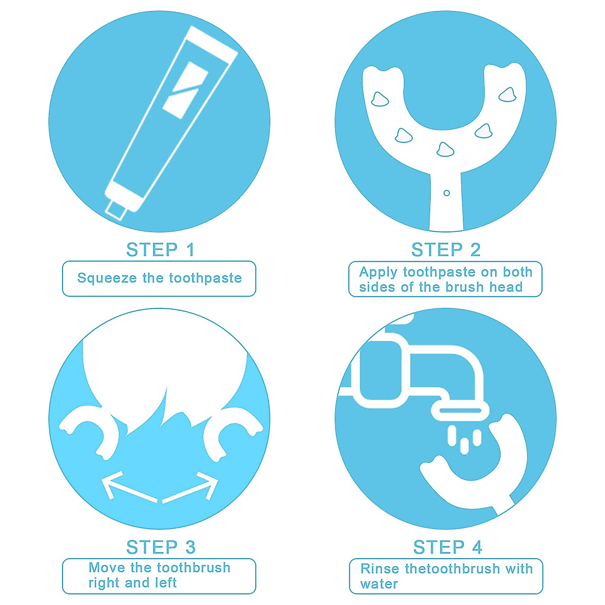 Nuenen 8 Pieces Kids U Shaped Toothbrush Manual Training Tooth Brush with Soft Silicone Brush Head Whitening Massage Toothbrush Whole Mouth Toothbrush 360 Oral Teeth Cleaning (Long Handle)