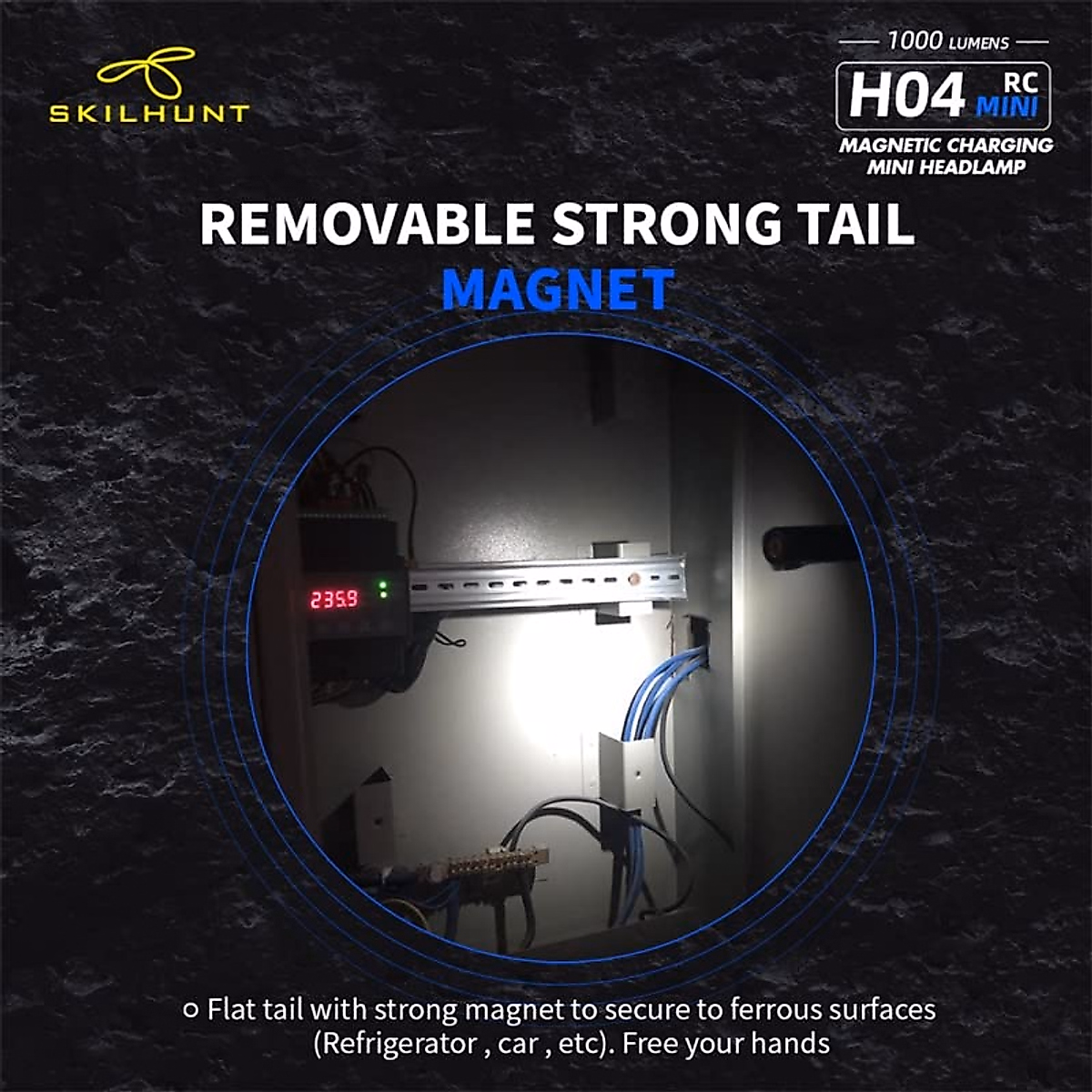 SKILHUNT Headlamp Flashlight -1000 Lumen, FloodLight H04 RC Mini Hi CRI, Compact EDC Waterproof LED Headlight for Outdoor Camping Tactical Emergency Hands-Free (H04 RC Mini High CRI + Battery)