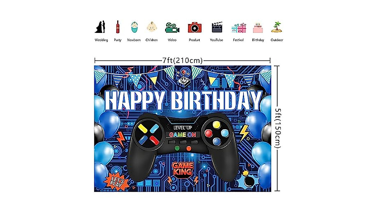 Level Up Your Birthday with Our Gaming Backdrop