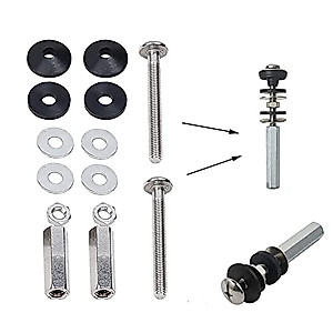 2 Pack Toilet Tank to Bowl Bolt Kits, Universal Heavy Duty Bolts Toilet Bolts with Waterproof Stainless and Rubber Washers Gasket, Nuts Easy to install