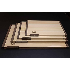Yoshihiro Hinoki Cypress Japanese Natural Wooden Professional Grade Cutting Board with Anti Twisting Walnut Rim (X-Large)