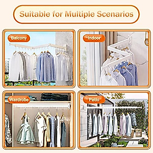 ZdwCyl Clothes Drying Rack,Laundry Drying Rack Wall Mount, Space Saver Wall Mounted Clothes Rack,Retractable,Collapsible(Tri-Fold), White Color Drying Rack Clothing(Ring)