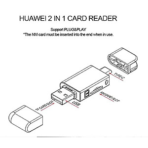 JSER USB-C Type C USB 2.0 to NM Nano Memory Card & TF Micro SD Card Reader Compatible for Huawei Cell Phone & Laptop