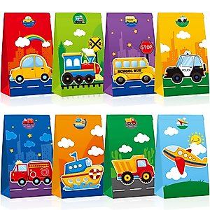32 Pieces Mini Transportation Goodie Bags Transportation Birthday Party Supplies Transportation Party Favor Bags Cars Theme Birthday Party Decorations for Kids Birthday Baby Shower Party Supplies